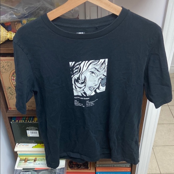 Uniqlo | Tops | Uniqlo X Roy Lichtenstein Girl With Hair Ribbon Black ...